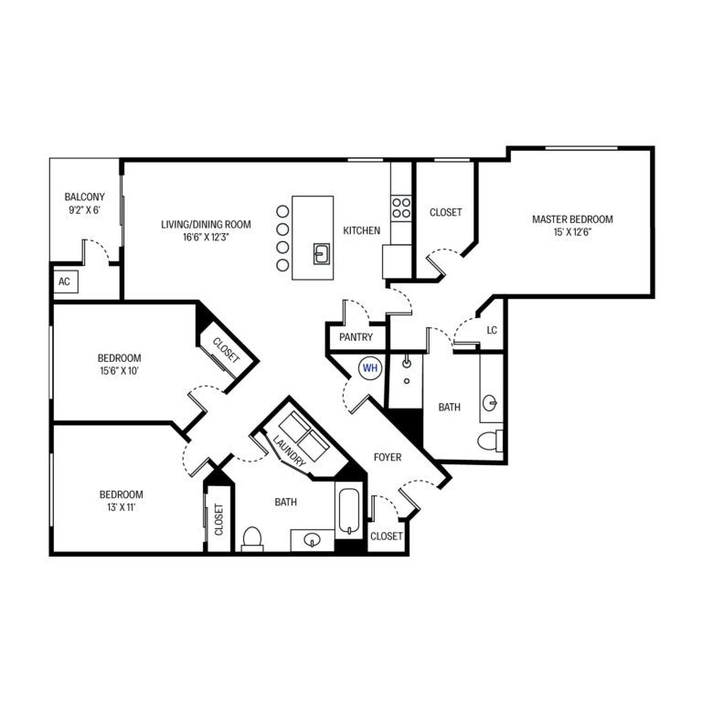 Studio, 1, 2, & 3 Bedroom Floorplans | Foster Square